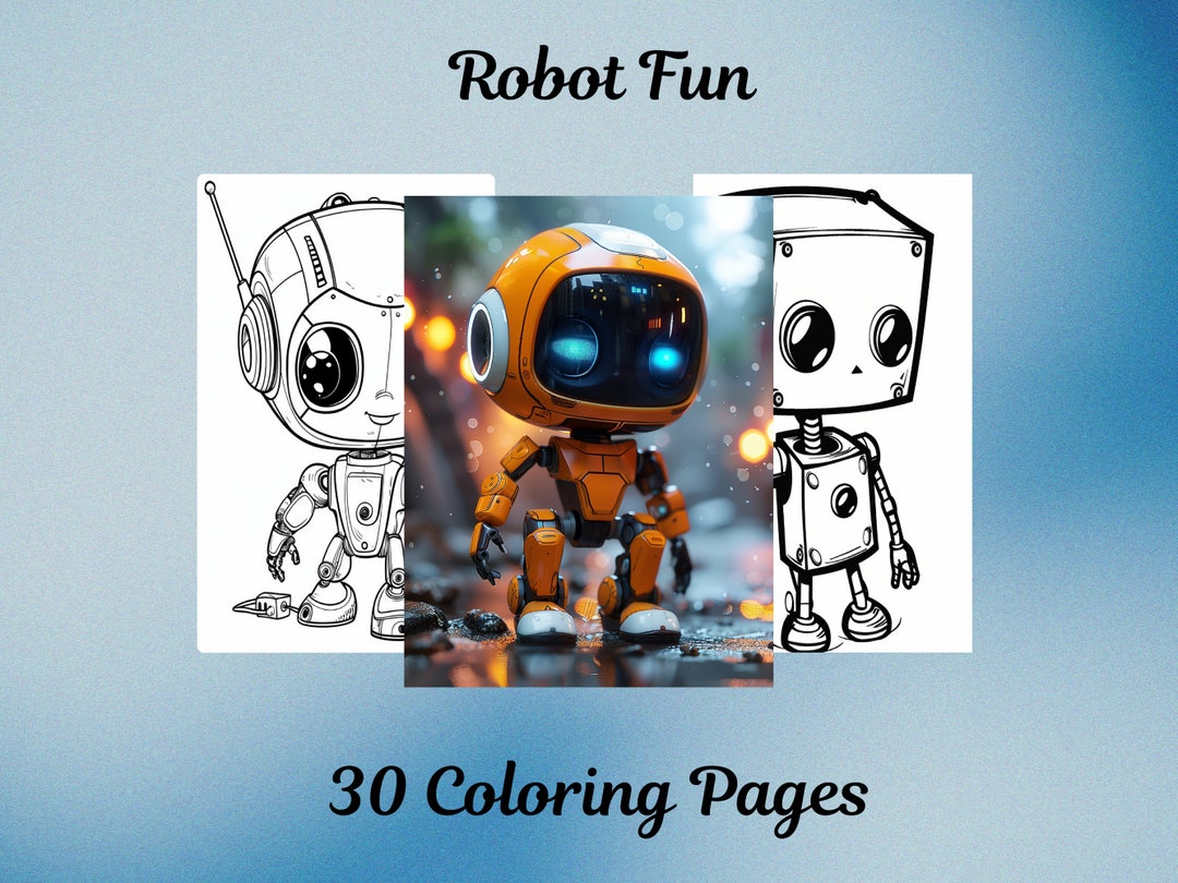30 Robot Coloring Pages for Kids Printable PDF, Instant Download - Etsy UK