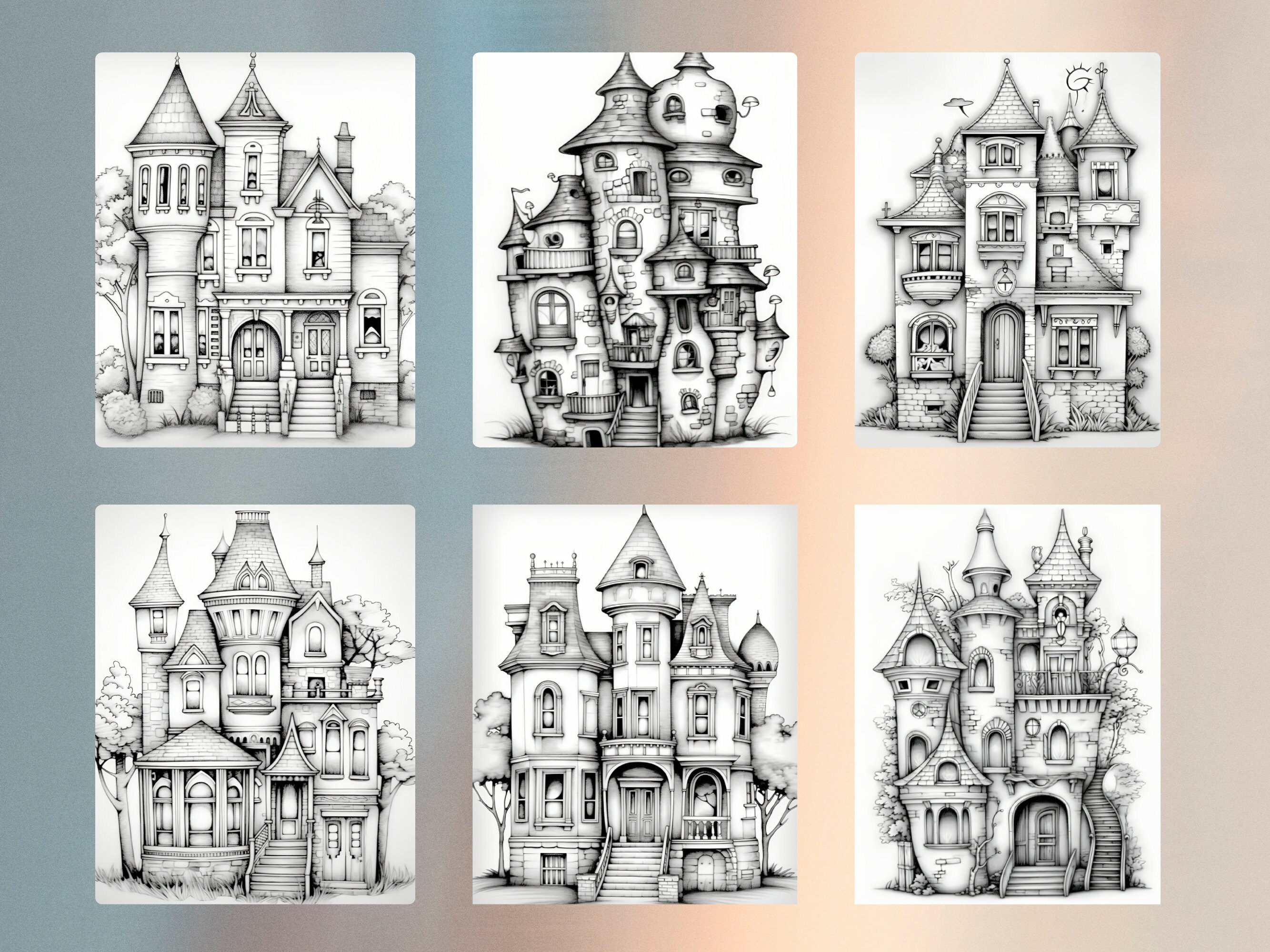 30 Doodle Houses Adult Coloring Pages Printable PDF, Instant Download ...