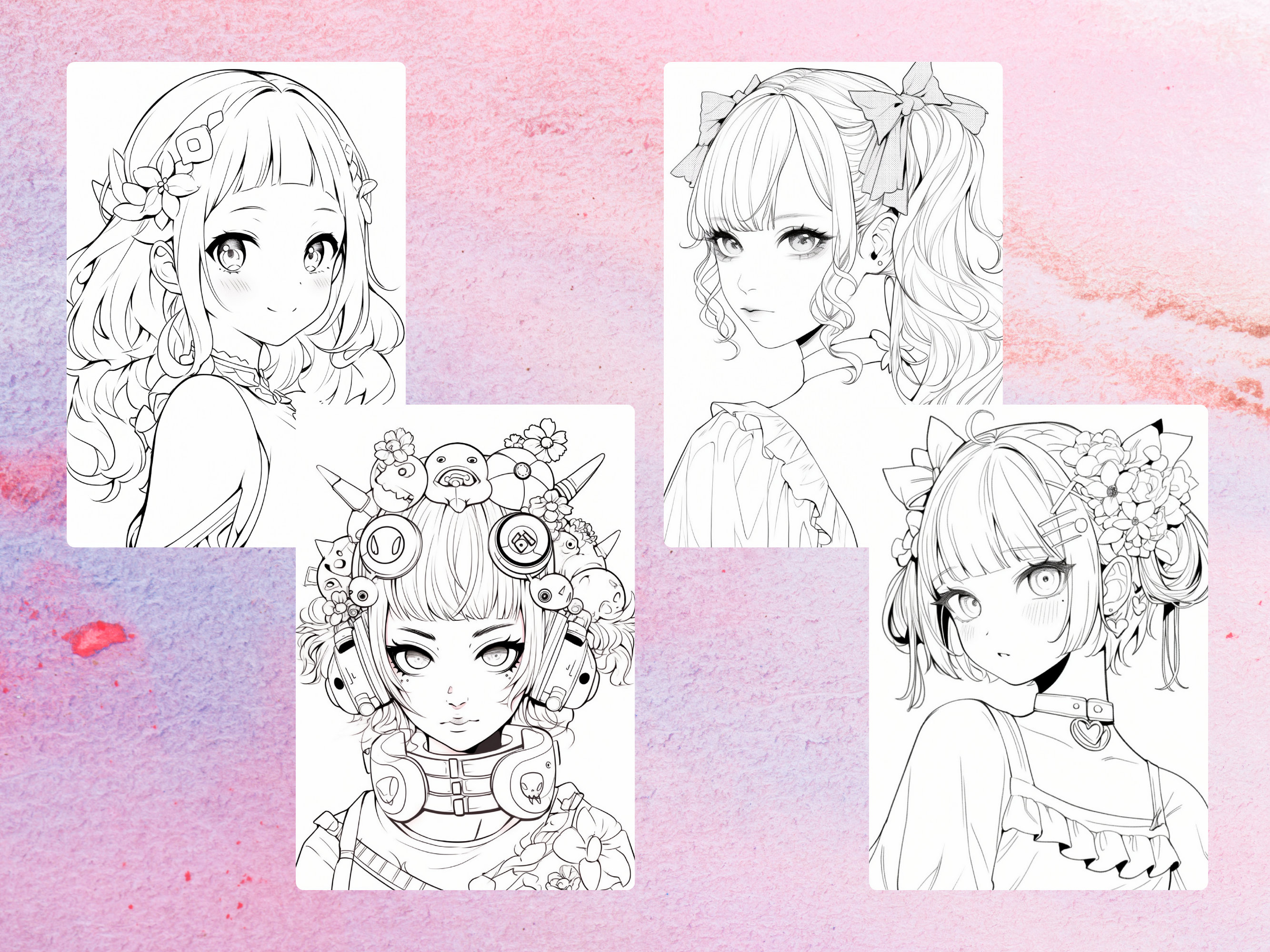 30 Decora Girls Anime Coloring Pages, Printable PDF, Instant Download ...