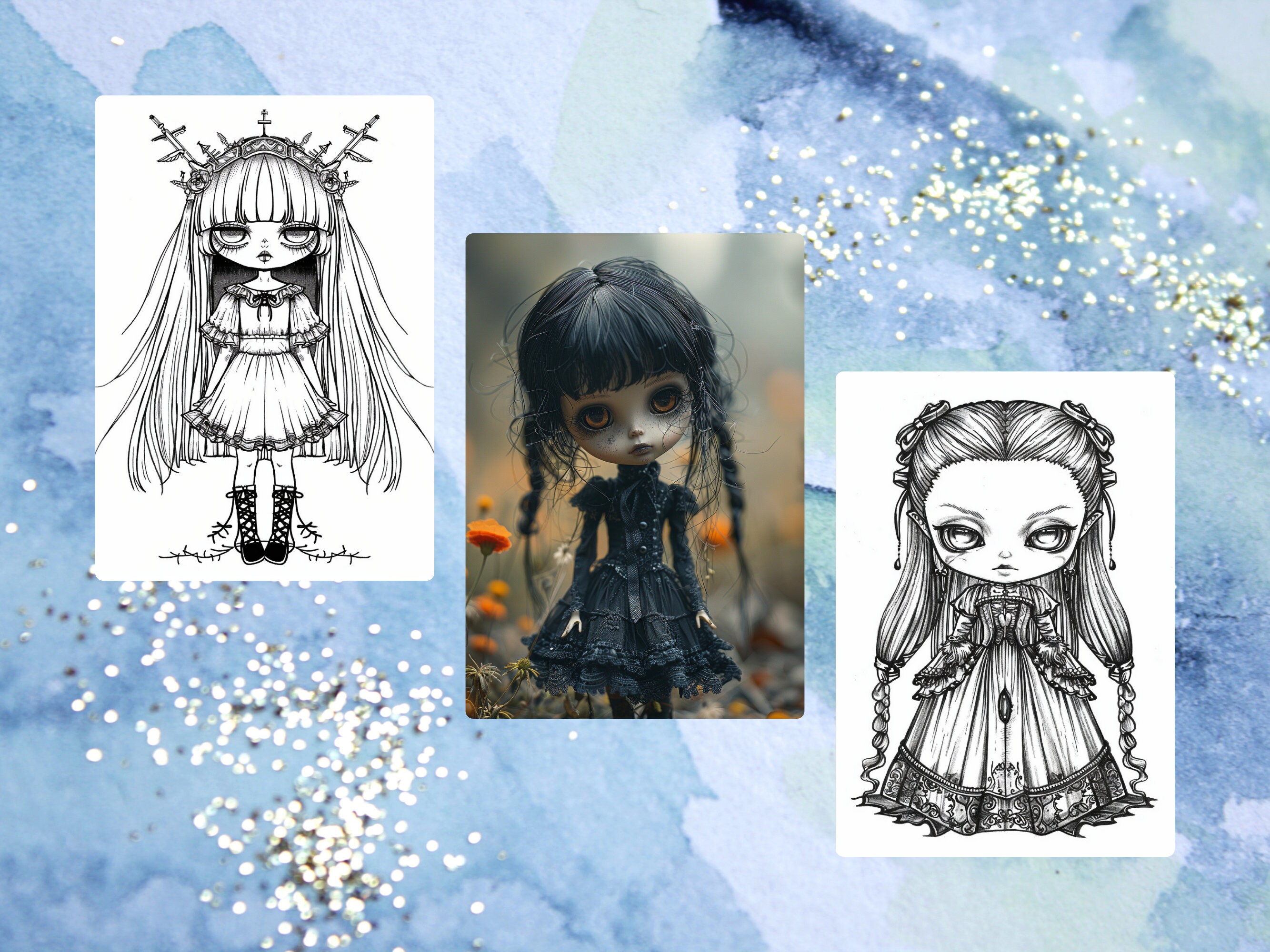 30 Gothic Dolls 2 Anime Coloring Pages Adult Coloring Sheets Printable ...