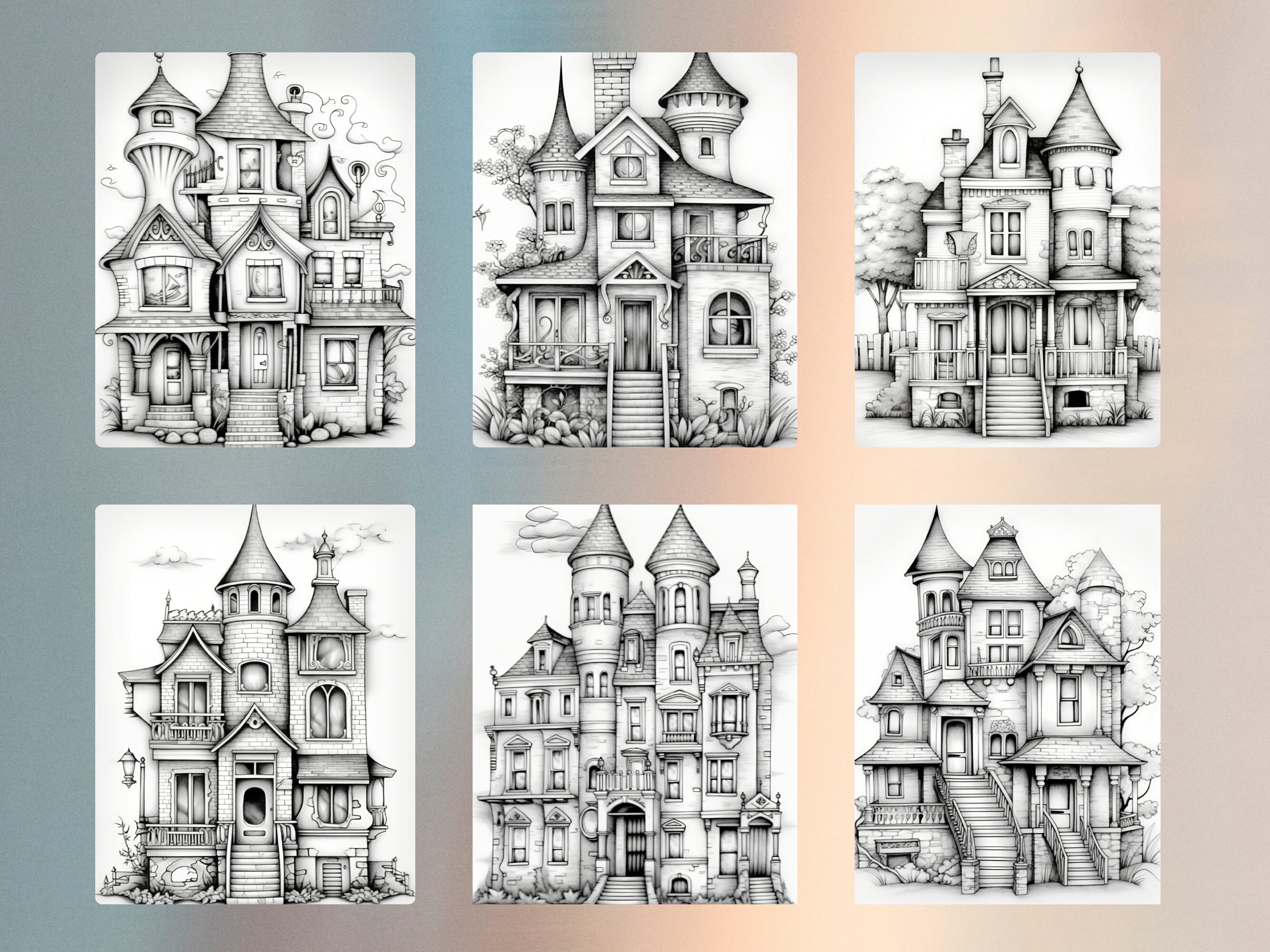 30 Doodle Houses Adult Coloring Pages Printable PDF, Instant Download ...