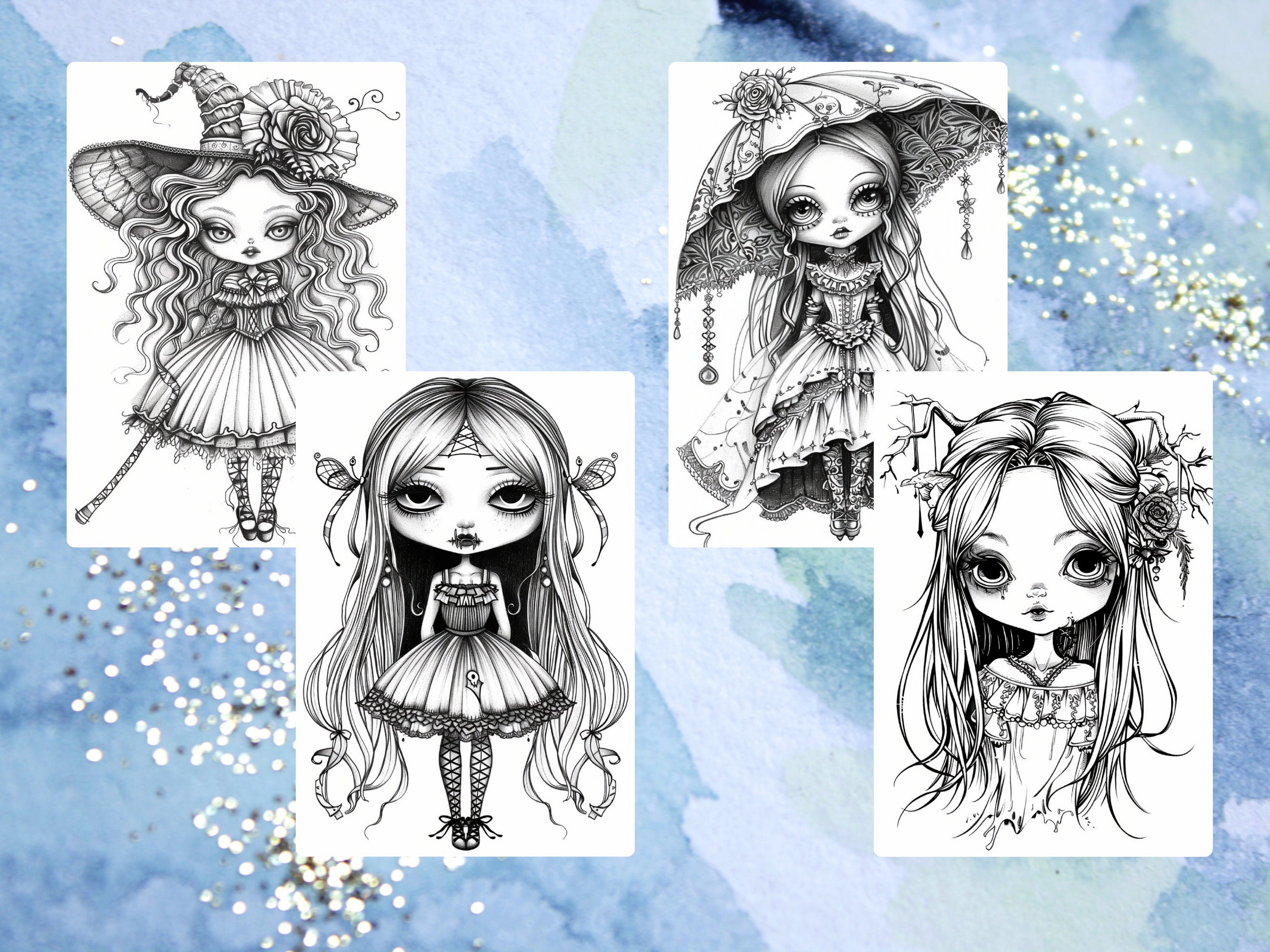 30 Gothic Dolls 2 Anime Coloring Pages Adult Coloring Sheets Printable ...