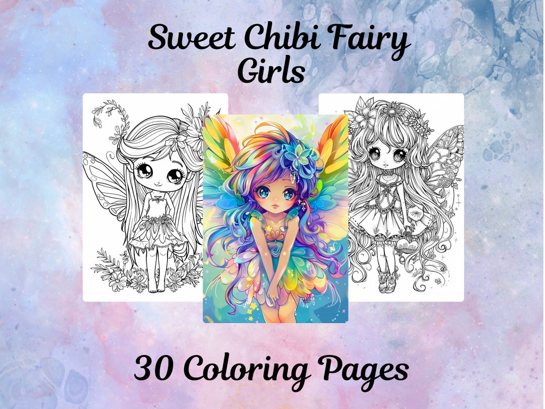 30 Sweet Chibi Fairy Girls Anime Fairy Girls Adult Coloring Pages ...