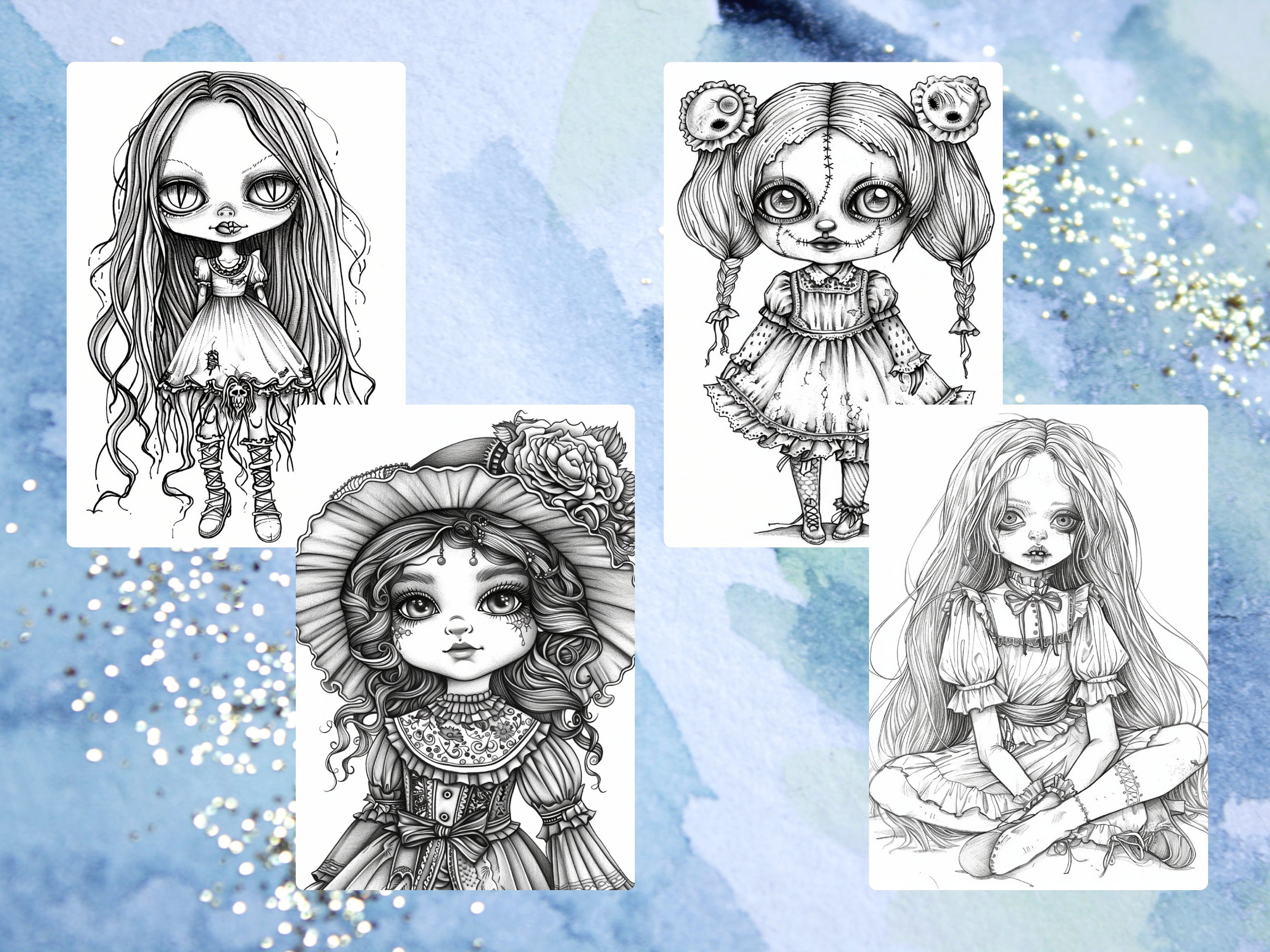 30 Gothic Dolls 2 Anime Coloring Pages Adult Coloring Sheets Printable ...