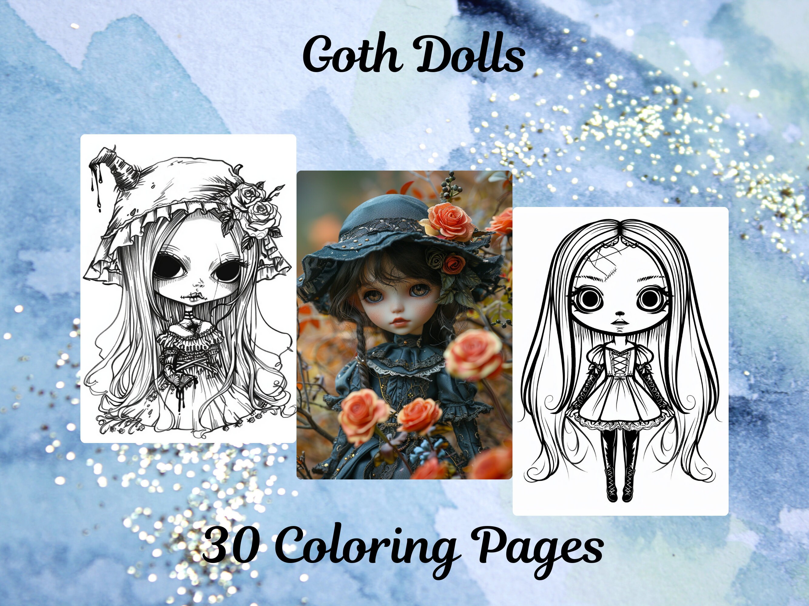 30 Gothic Anime Dolls Adult Coloring Pages Printable PDF, Instant ...