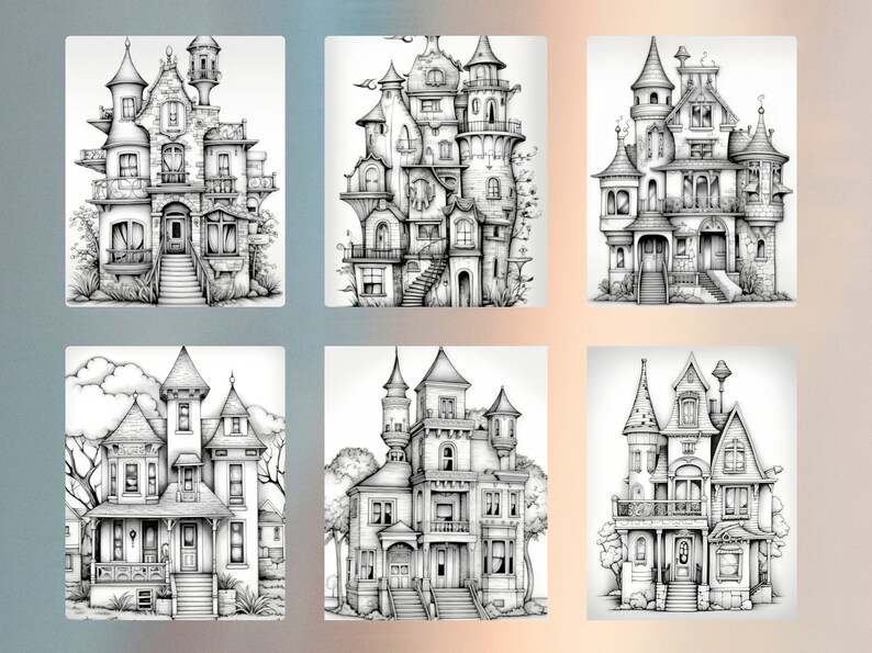 30 Doodle Houses Adult Coloring Pages Printable PDF, Instant Download ...