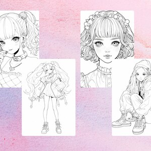30 Decora Girls - Anime Coloring Pages, Printable PDF, Instant Download ...