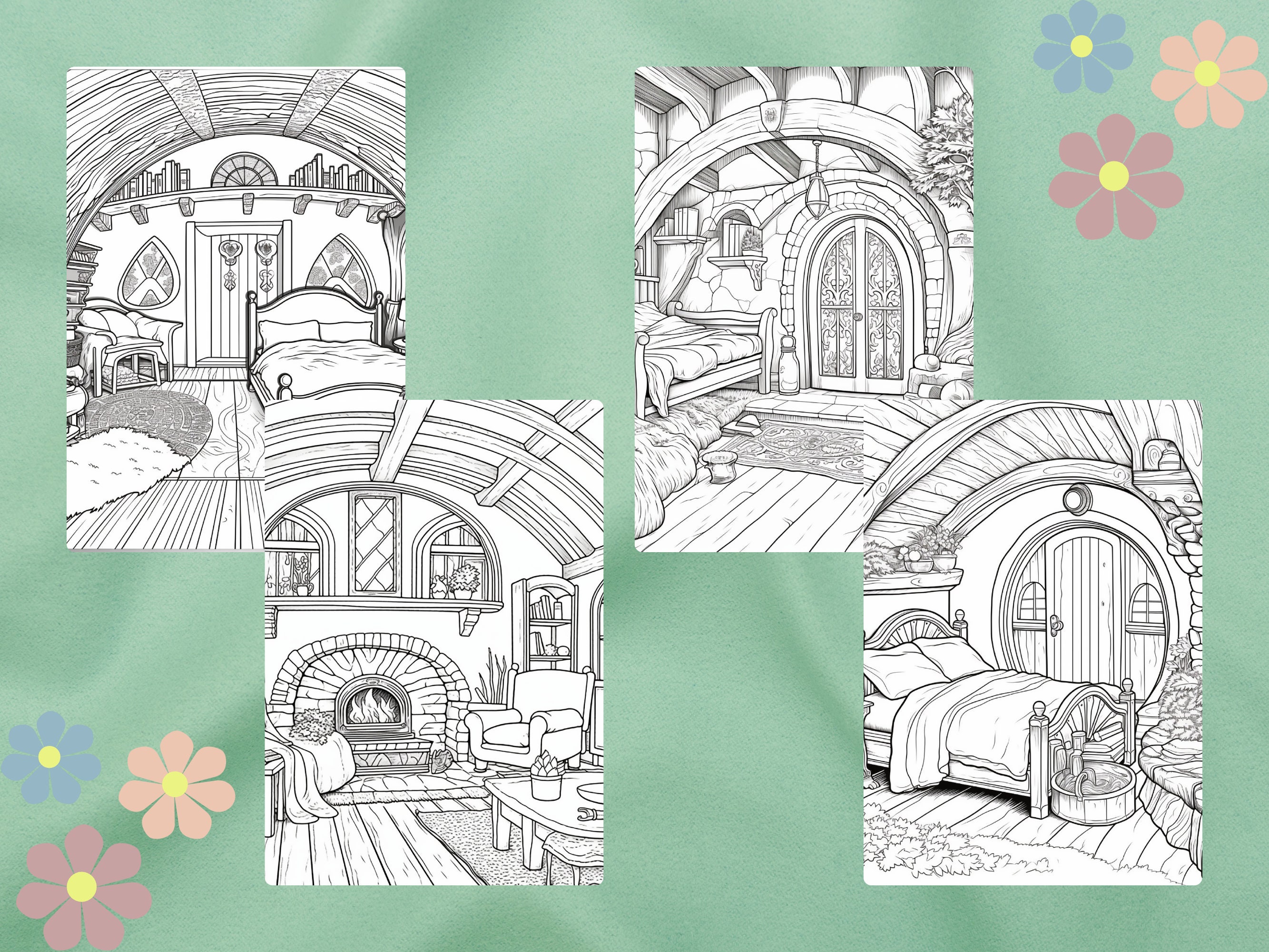 30 Hobbit Huts Adult Fantasy Coloring Pages Printable Coloring Pages ...