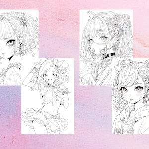 30 Decora Girls - Anime Coloring Pages, Printable PDF, Instant Download ...