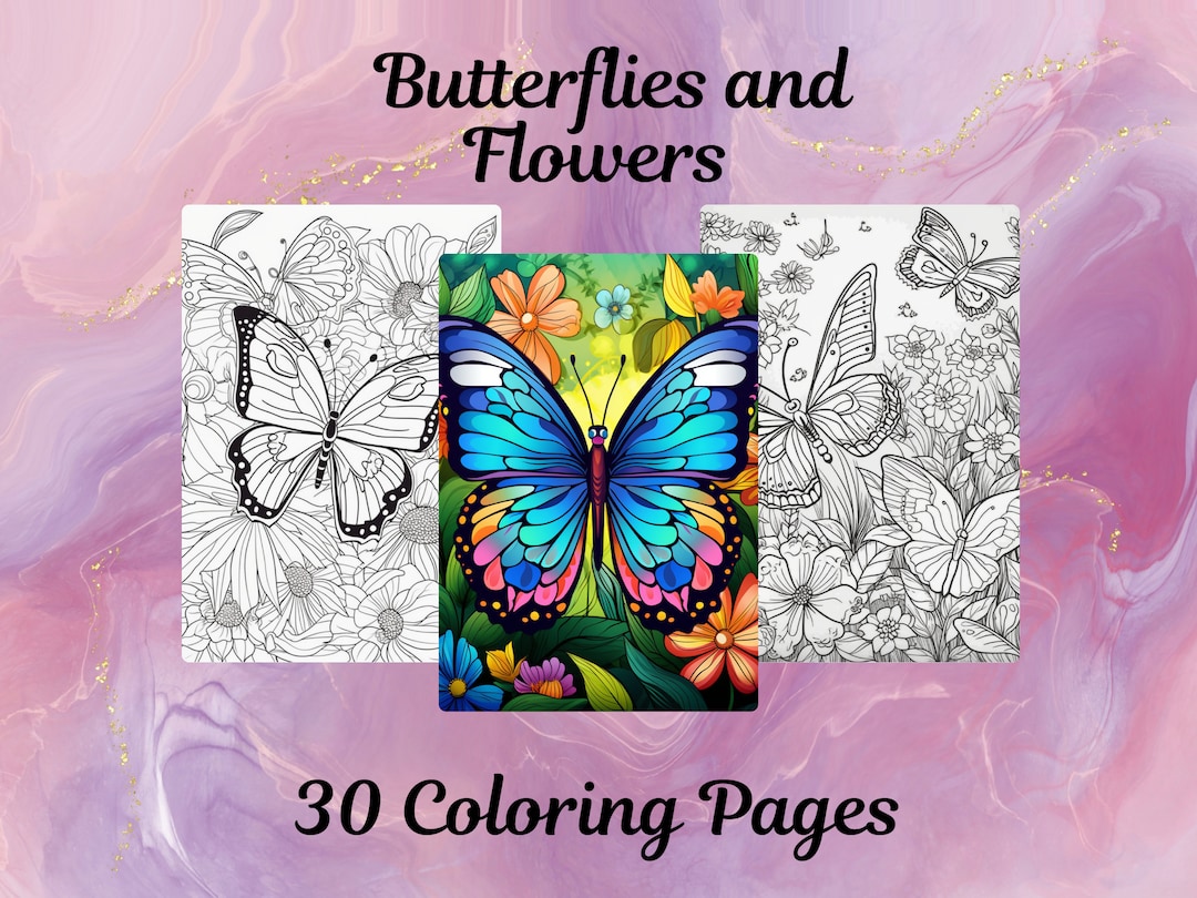 30 Butterflies Adult Coloring Pages Printable Coloring Pages Instant ...