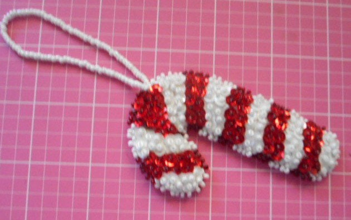 Beaded Ornament Kit, Candy Cane Beaded Ornament, Ornament Kit - Etsy