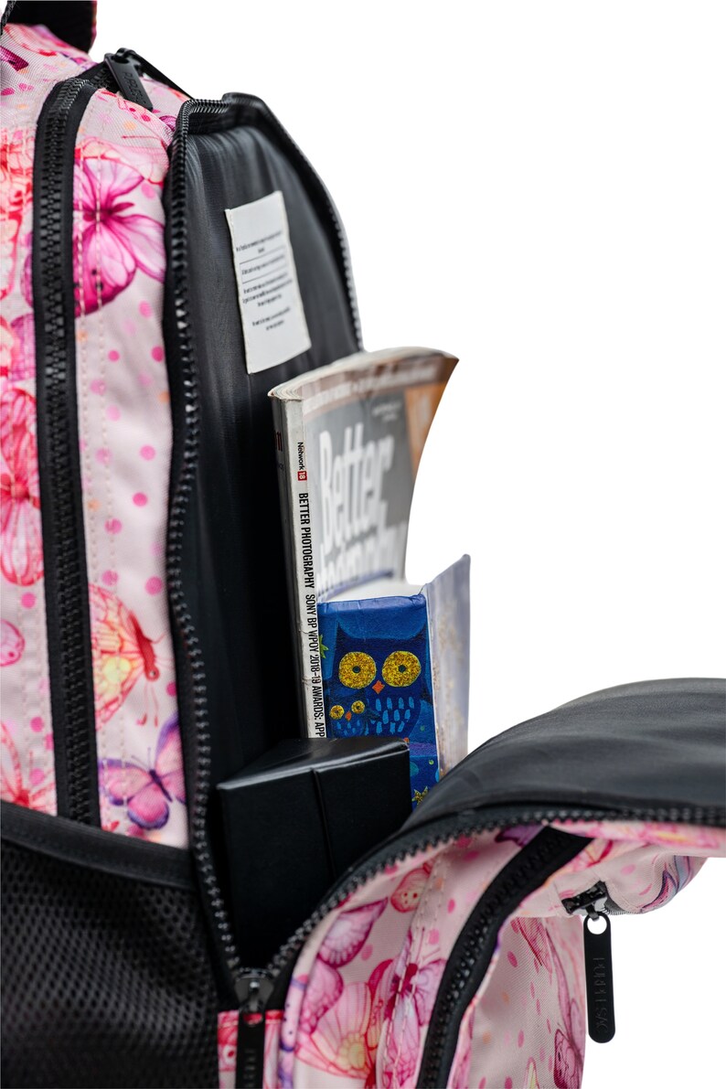 Rolling Trolley Backpack pink Butterfly by Purplesac - Etsy