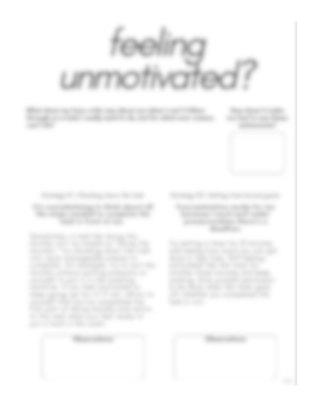 Procrastination/motivation Worksheet for Executive Dysfunction/time ...