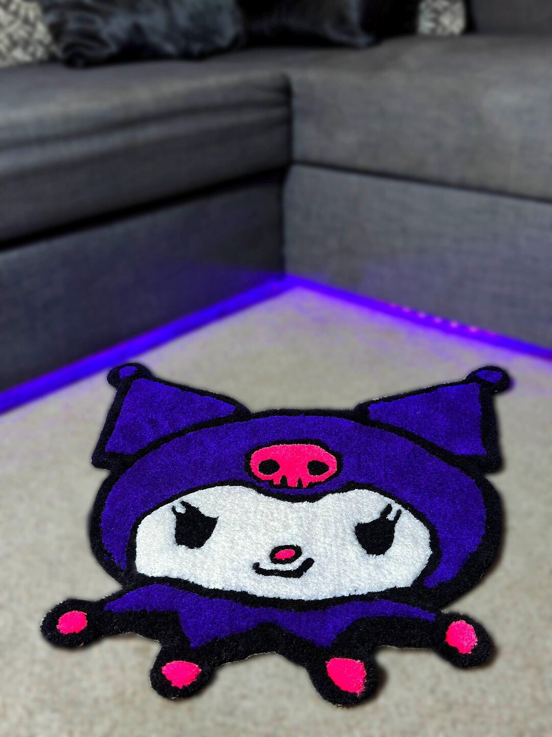 Kawaii Kuromi Tufting Rug | Custom Rug | Handmade | Very Softy and Cute ...