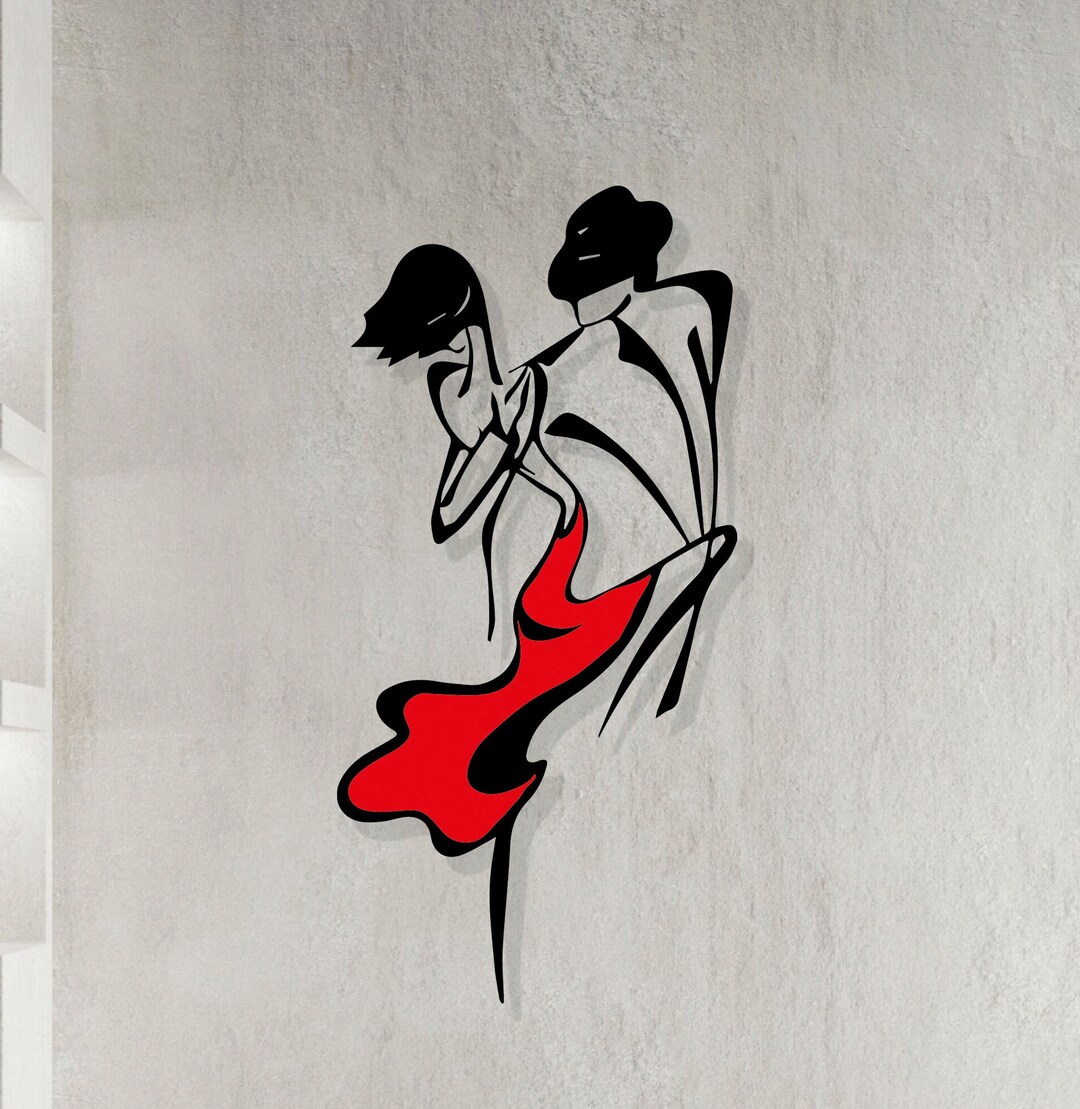 Tango Dancing Couple Metal Wall Art, Tango Wall Hanging Decor, Woman ...