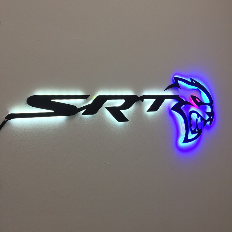 Lighted Dodge HELLCAT SRT Metal Sign, SRT Hellcat, Dodge Challenger Led ...