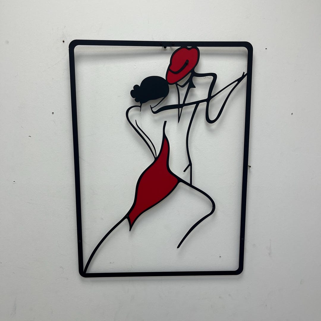 Colorful Tango Dancing Couple Metal Wall Art, Tango Dress ,elegant Home ...