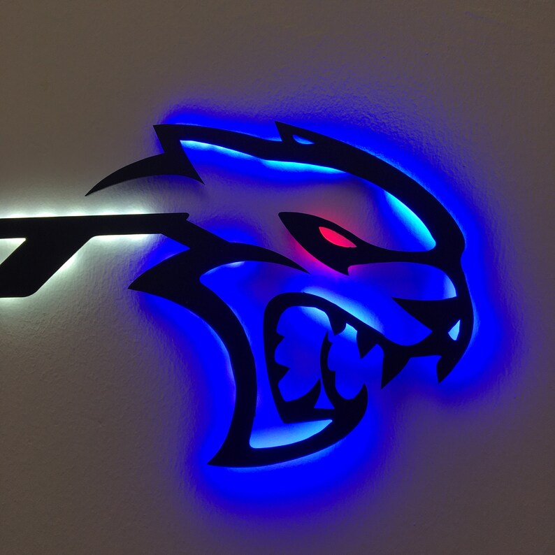 Lighted Dodge HELLCAT SRT Metal Sign, SRT Hellcat, Dodge Challenger Led ...