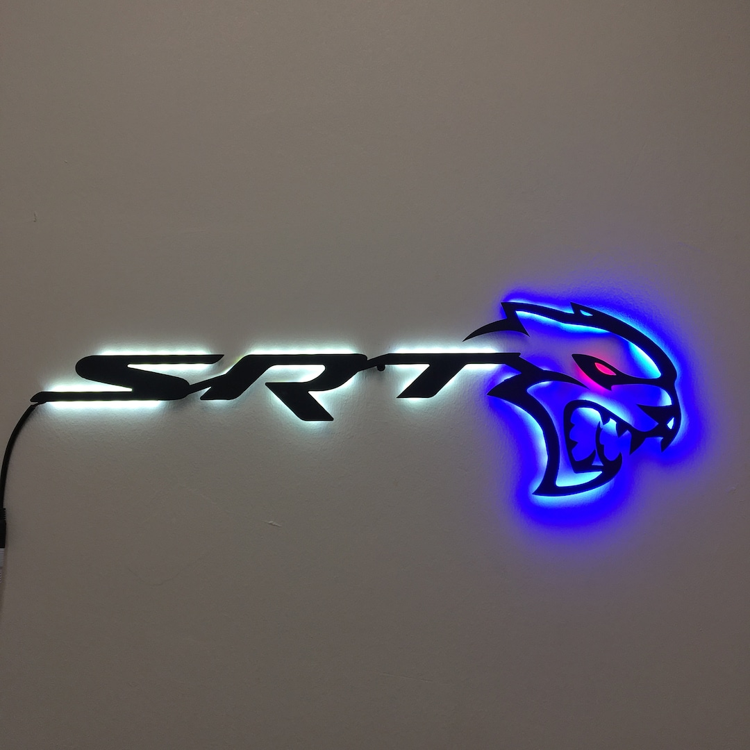 Lighted Dodge HELLCAT SRT Metal Sign, SRT Hellcat, Dodge Challenger Led ...