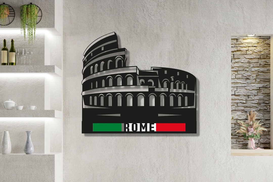 Colorful Colosseum Rome Metal Art, Ancient Rome Wall Art, Historical ...