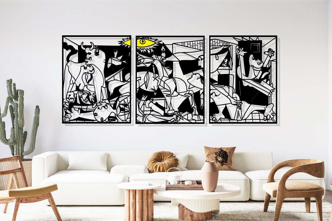 Guernica Metal Wall Art: Pablo Picasso Triptych, Modern Home Decor ...