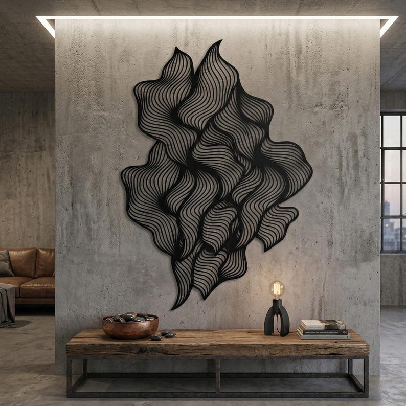 Abstract Flow Metal Wall Art | Modern Line Art Wall Decor | Minimalist ...