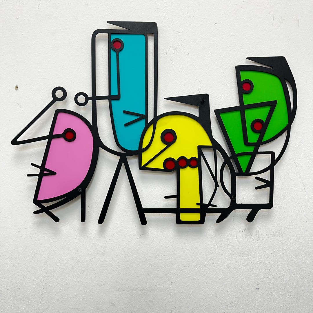 Colorful Faces Metal Wall Art, Modern Abstract Metal Art for Home ...