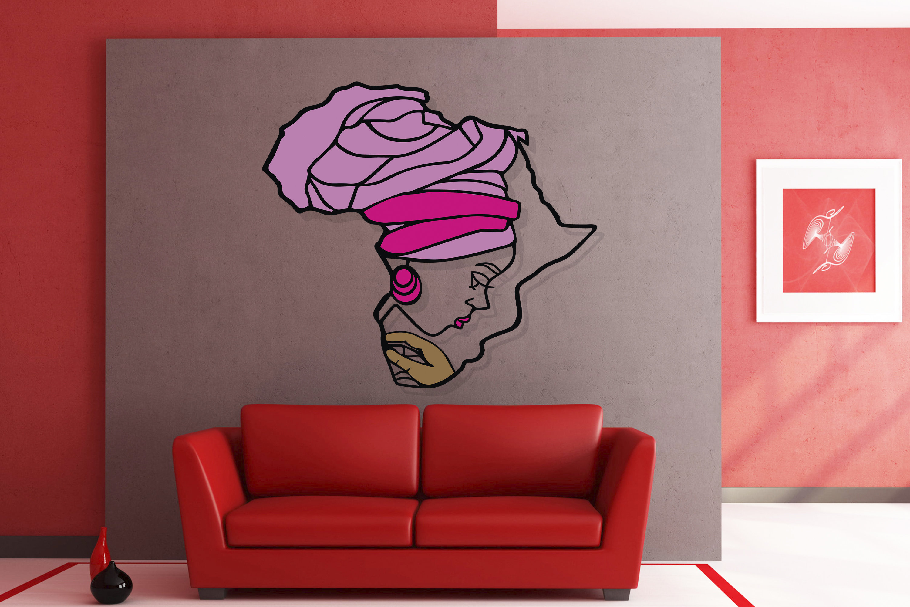 African Woman Metal Wall Map Art, African American Bedroom Metal Wall ...
