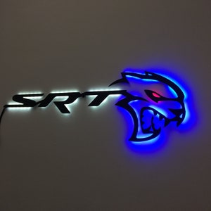Lighted Dodge HELLCAT SRT Metal Sign, SRT Hellcat, Dodge Challenger Led ...