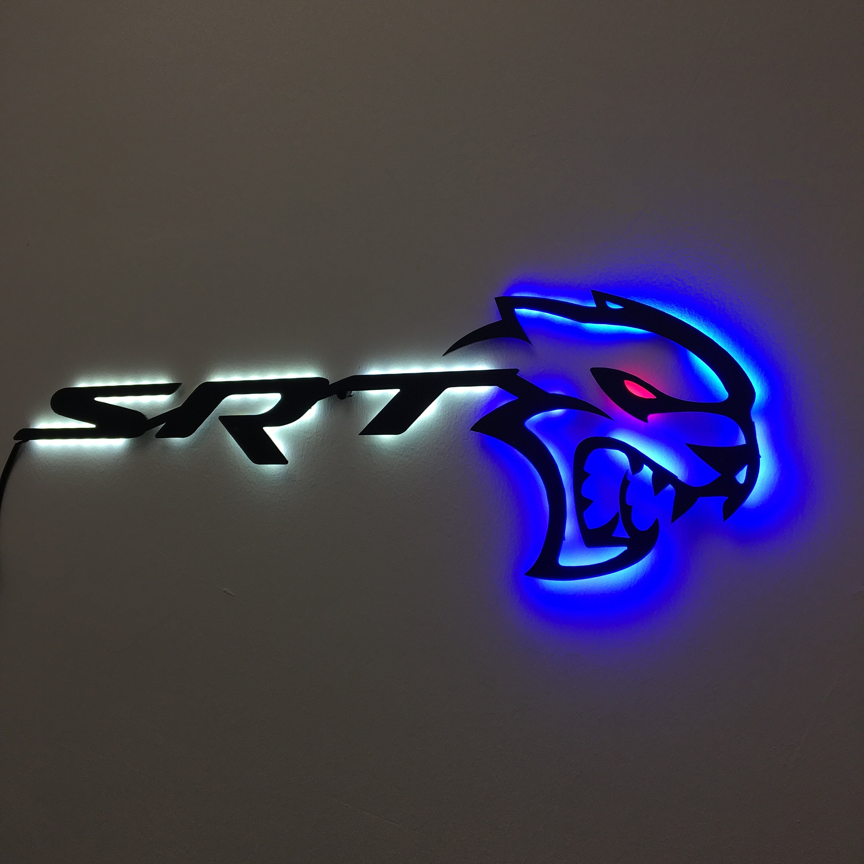 Lighted Dodge HELLCAT SRT Metal Sign, SRT Hellcat, Dodge Challenger Led ...