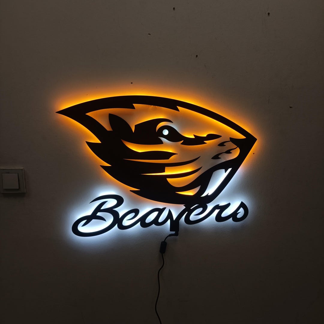 Oregon State Beavers Metal LED Wall Art, Beavers College Sports Sign ...