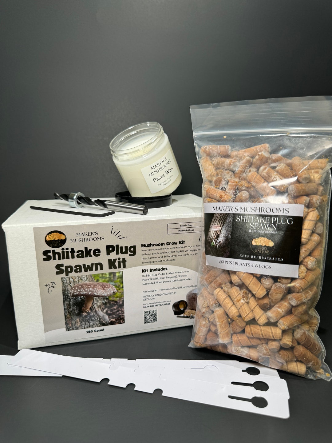 Shiitake Mushroom Plug Spawn Kit - All-in-one Kit - Inoculated Wood ...
