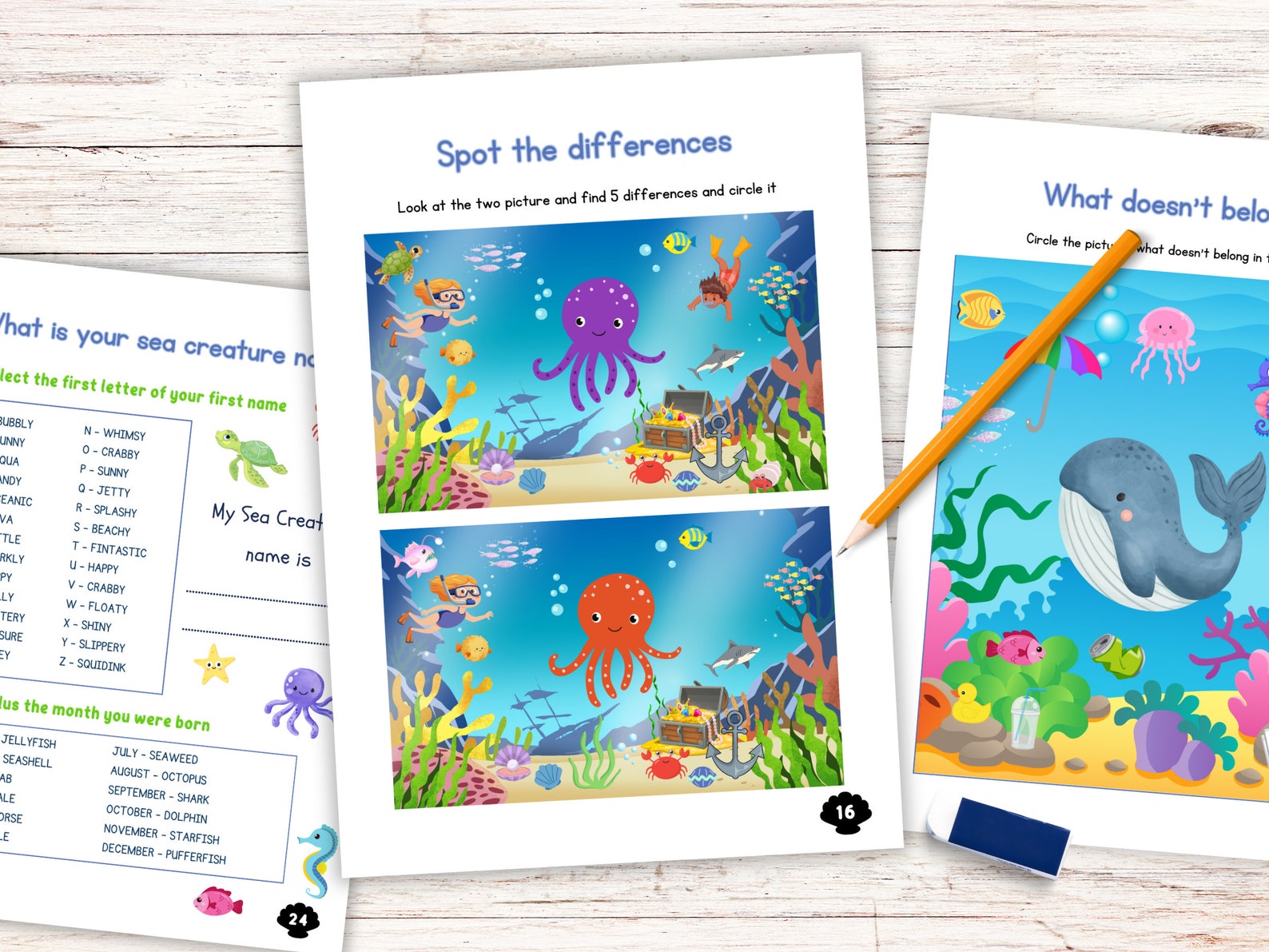 Under the Sea Theme Printable Preschool & Kindergarten Activity Book ...