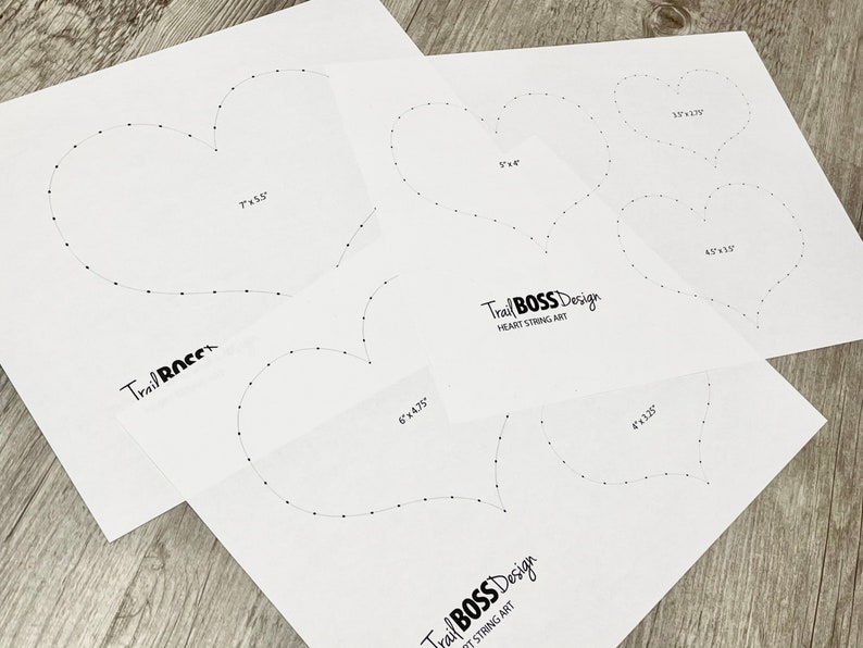 Quick & Simple Printable String Art Hearts Template, Various Sizes ...