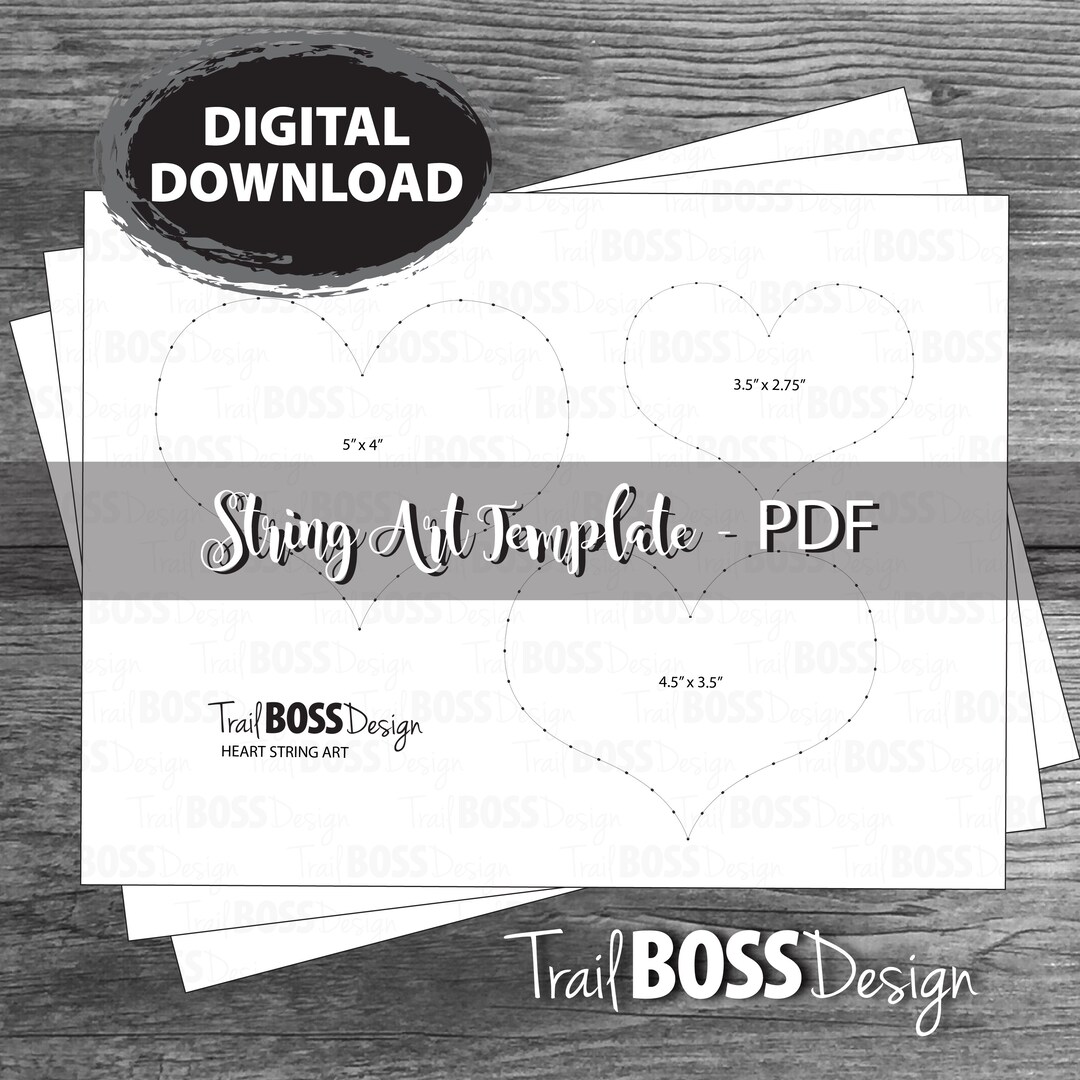 Quick & Simple Printable String Art Heart Template, Instant Download ...