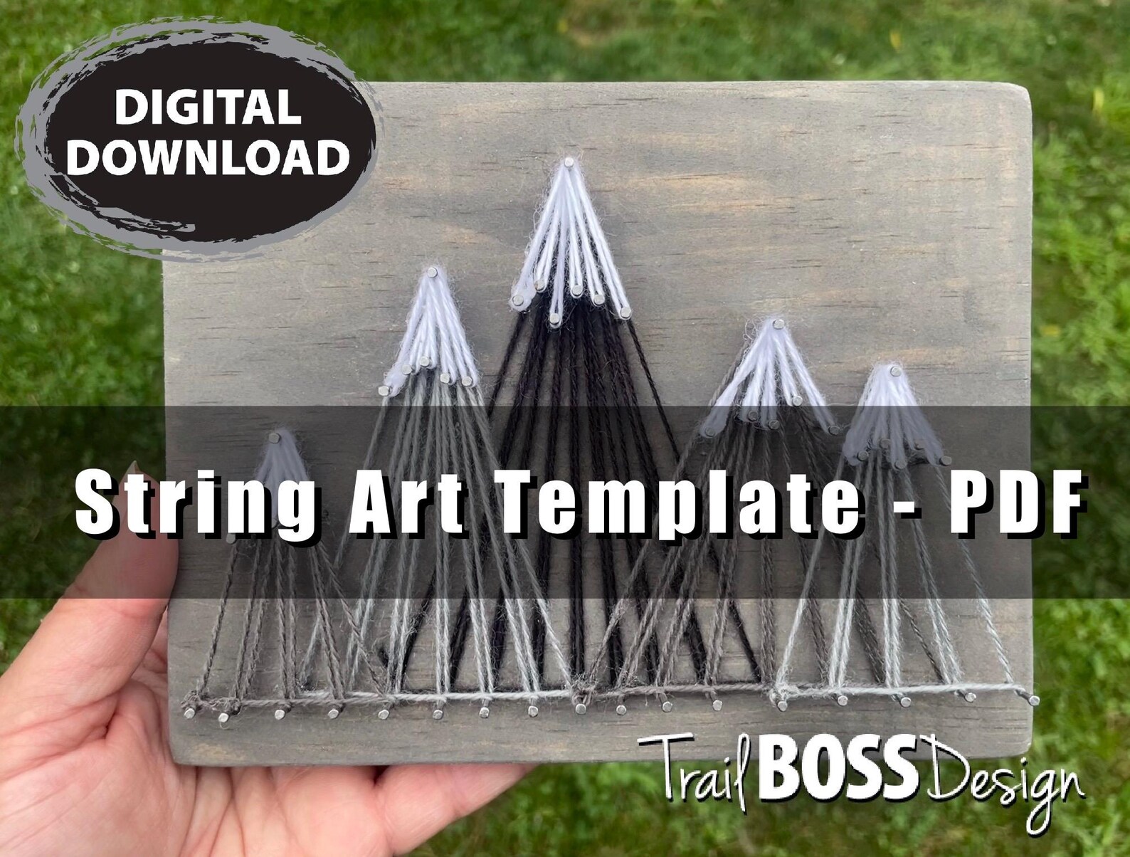 Printable String Art Mountain Template, Instant Download, Mountain ...