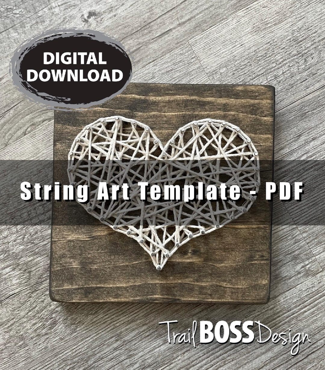 Quick & Simple Printable String Art Hearts Template, Various Sizes ...