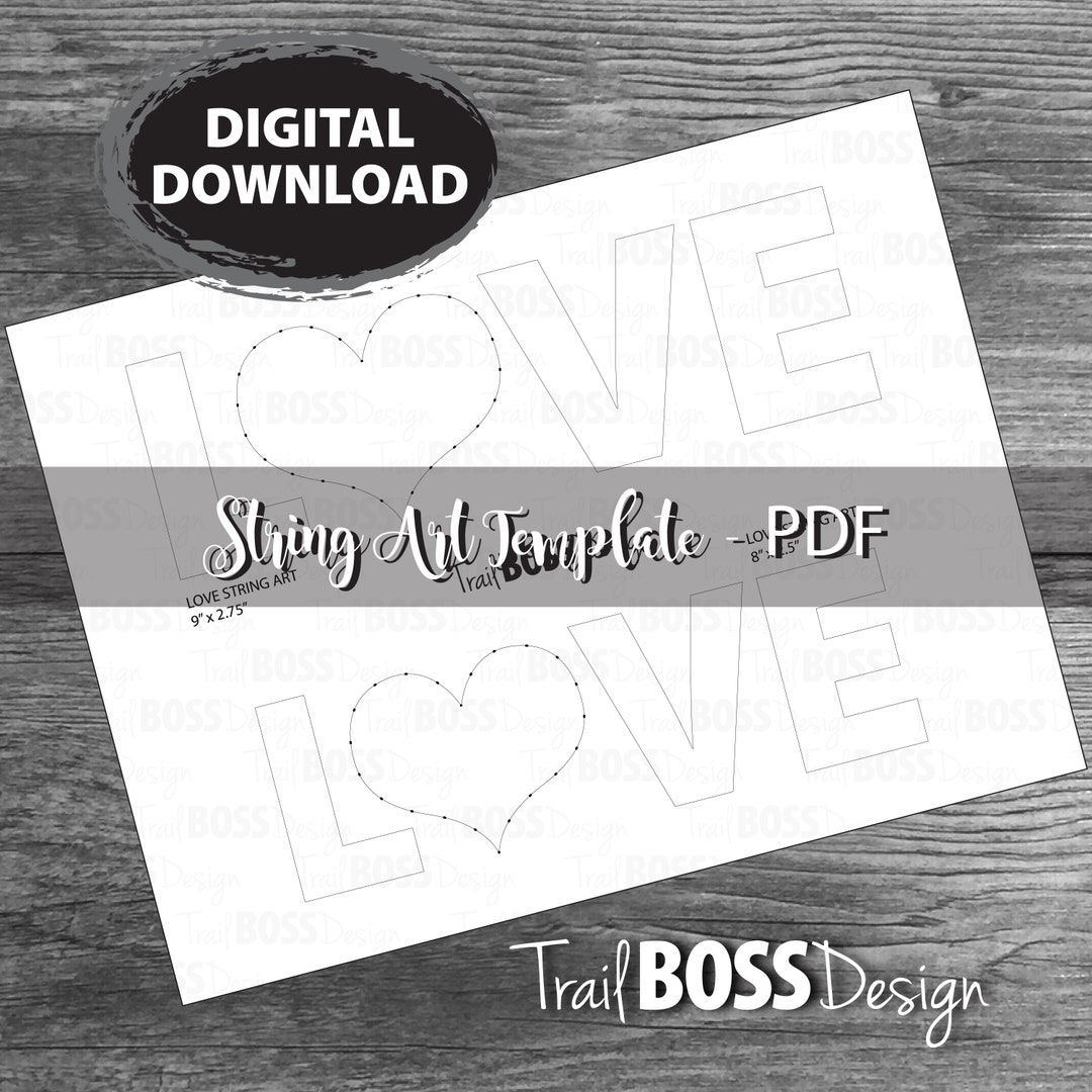 Quick and Simple Printable String Art Love Template, Instant Download ...