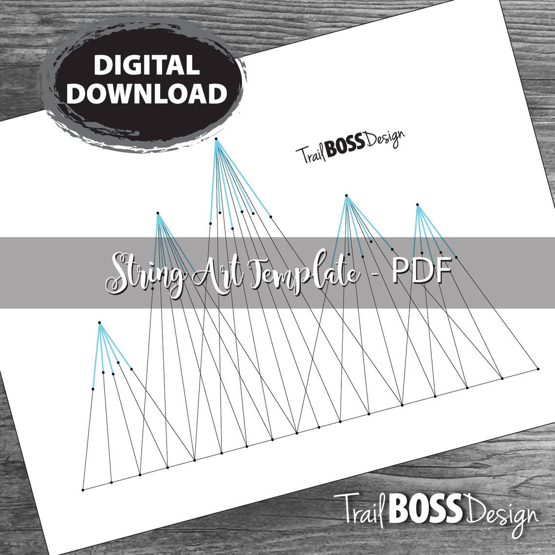 Printable String Art Mountain Template, Instant Download, Mountain ...