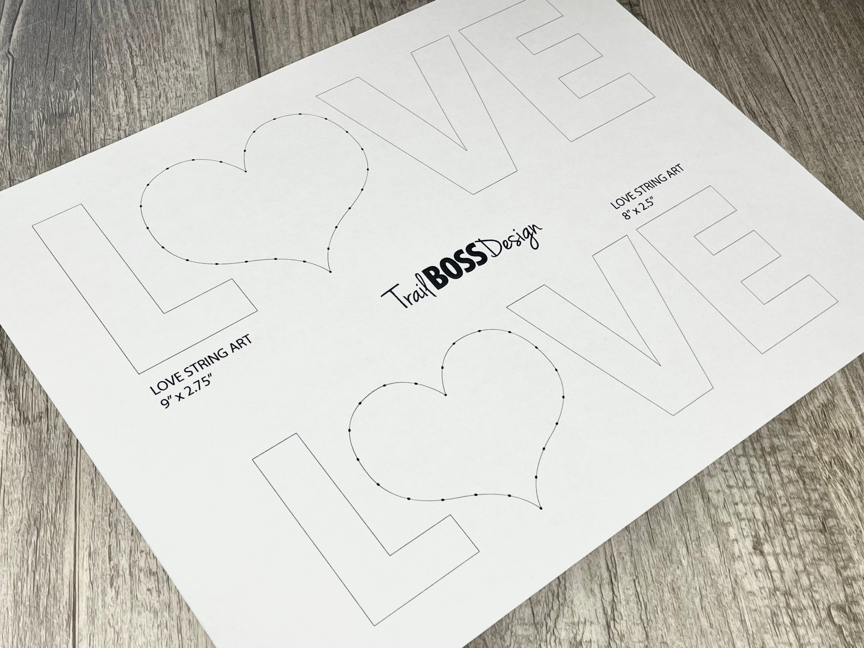 Quick and Simple Printable String Art Love Template, Instant Download ...