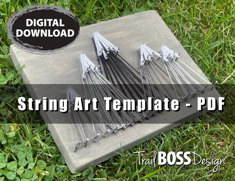 Printable String Art Mountain Template, Instant Download, Mountain ...