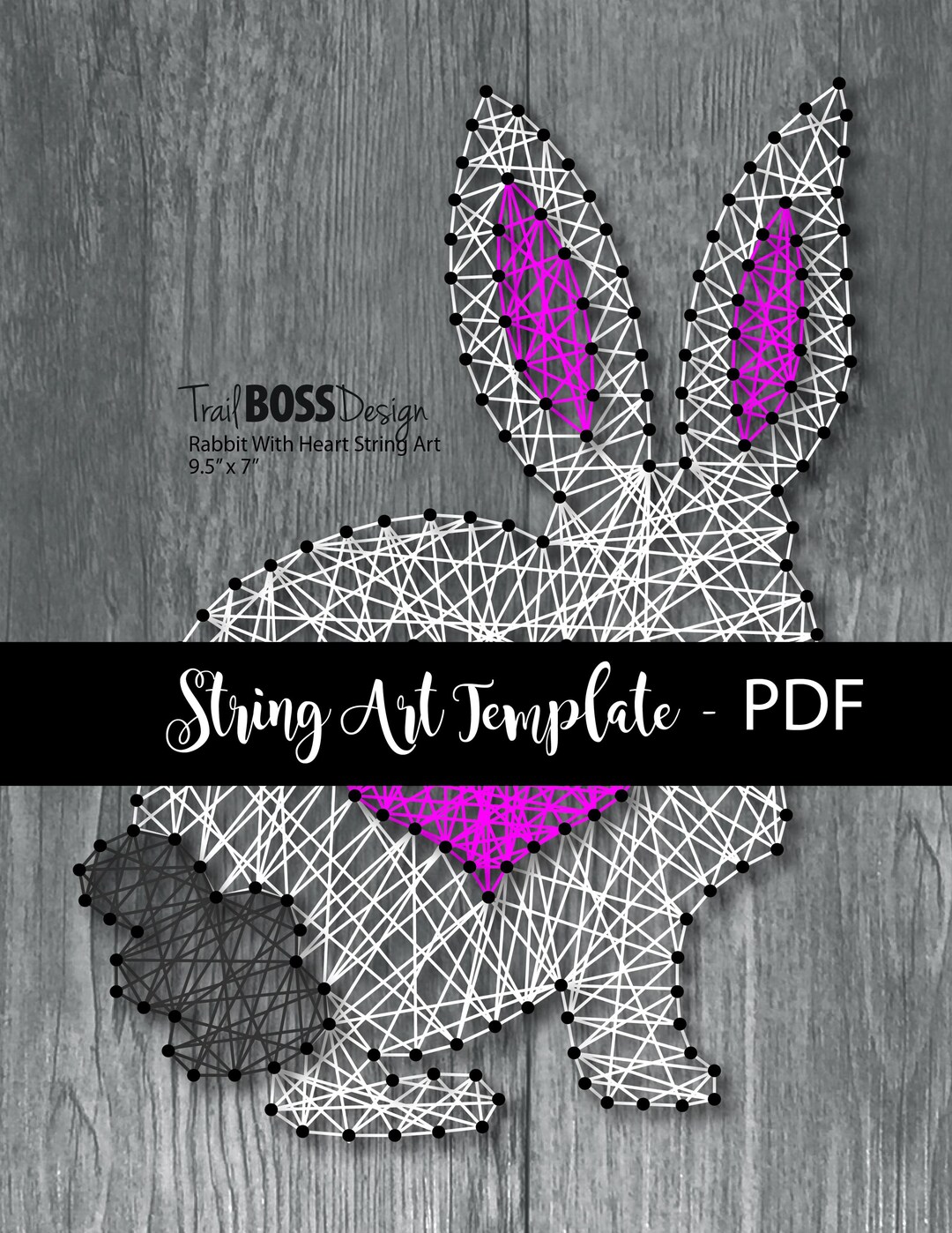 Printable String Art Rabbit Template, Instant Download, Rabbit Template ...