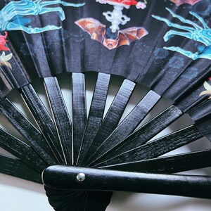 13" Large Hand Fan Baroque Bat Skelton Hands Flowers and Bats Festival ...
