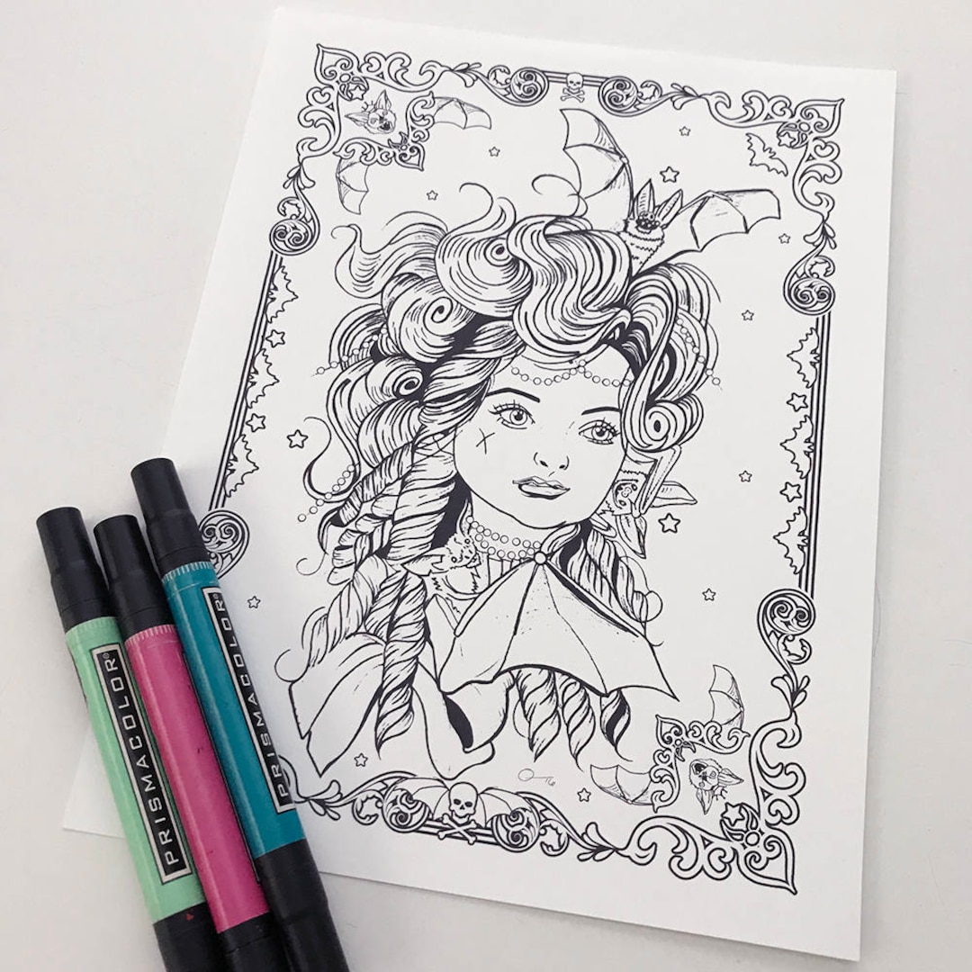 Vampire Bat Girl Coloring Page: Queenie Pocket Full of Posiez (instant ...