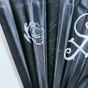13" Haunted Skeleton Large Gothic Hand Fan Festival Roses Spiderweb ...