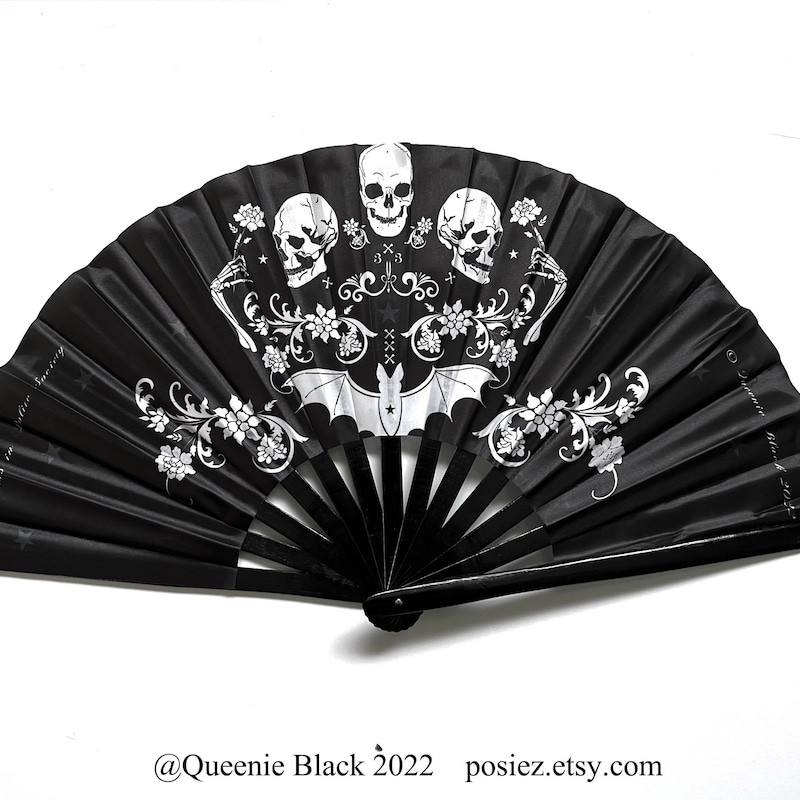 Gothic Black Hand Fan - Etsy