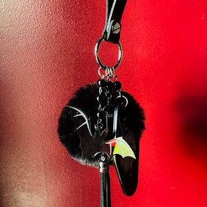 Spoiled Bat Puffball Goth Keychain With Obsidian and Bat Charms - Etsy