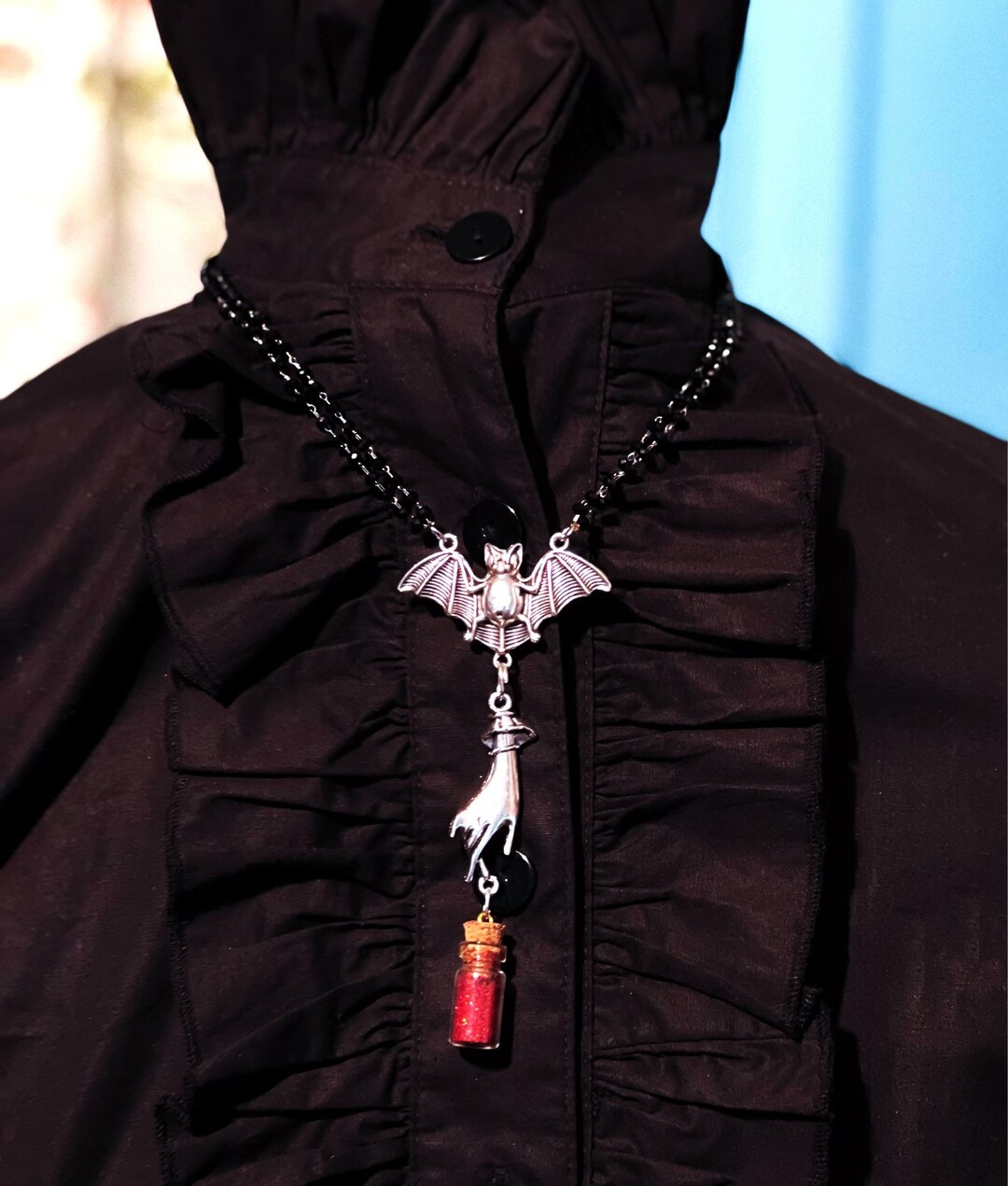 Bat Blood Heart Vampire Necklace Handmade - Etsy