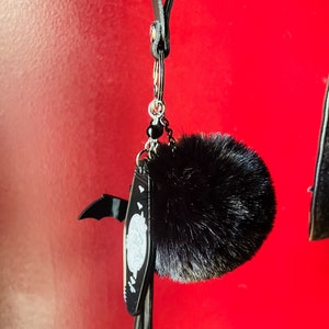 Spoiled Bat Puffball Goth Keychain With Obsidian and Bat Charms - Etsy