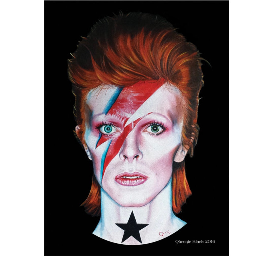 Art Original Bowie Tribute Portrait Painting 5X7 ART CARD PRINT ...